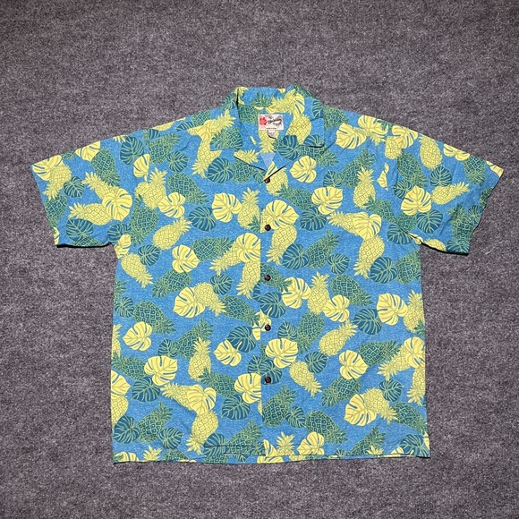 Hilo Hattie | Shirts | Hilo Hattie Mens Button Shirt Xl Blue Yellow ...